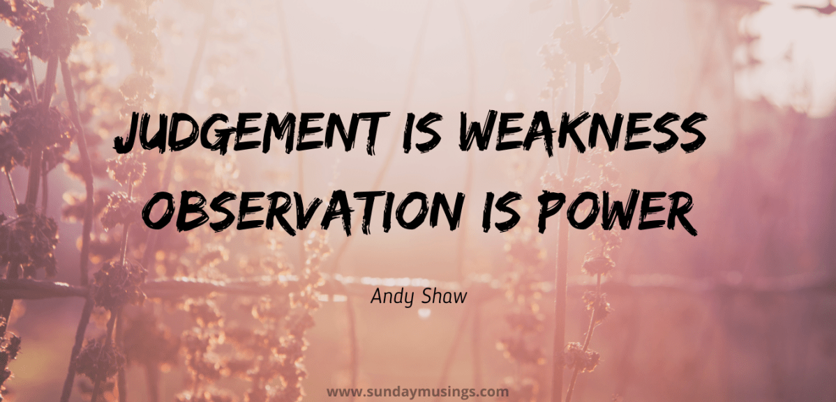 Judgement vs Observation | Sunday Musings